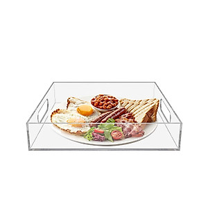 Sorbus Acrylic Serving Tray with Handles - Serving Coffee, Appetizer, Breakfast, Butler-Kitchen Countertop - Decorative Makeup Drawer Organizer - Vanity Table - Ottoman (12" x 16")