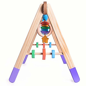 Little Olympians Wooden Baby Gym - Child Activity Center Newborns & Early Infants - Wood Mobile Interactive Play Station for Tummy Time - Educational & Developmental Learning Toys, Ages 0-5 Months