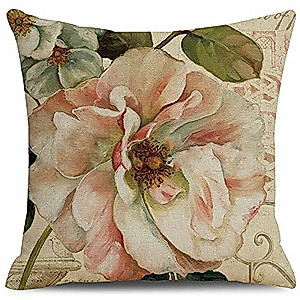 CARROLL 18" x 18" Retro Garden Farm Flower Pattern Spring Decoration Throw Pillow Cover Home and Outdoor Decoration Pillow Case Sofa Cushion Cover a Set of 4