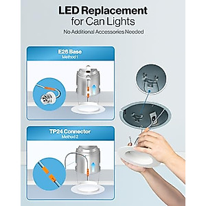 Sunco 4 Pack Retrofit LED Recessed Lighting 6 Inch, 3000K Warm White, Dimmable Can Lights, Smooth Trim, 13W=75W, 965LM, Damp Rated - UL Certified