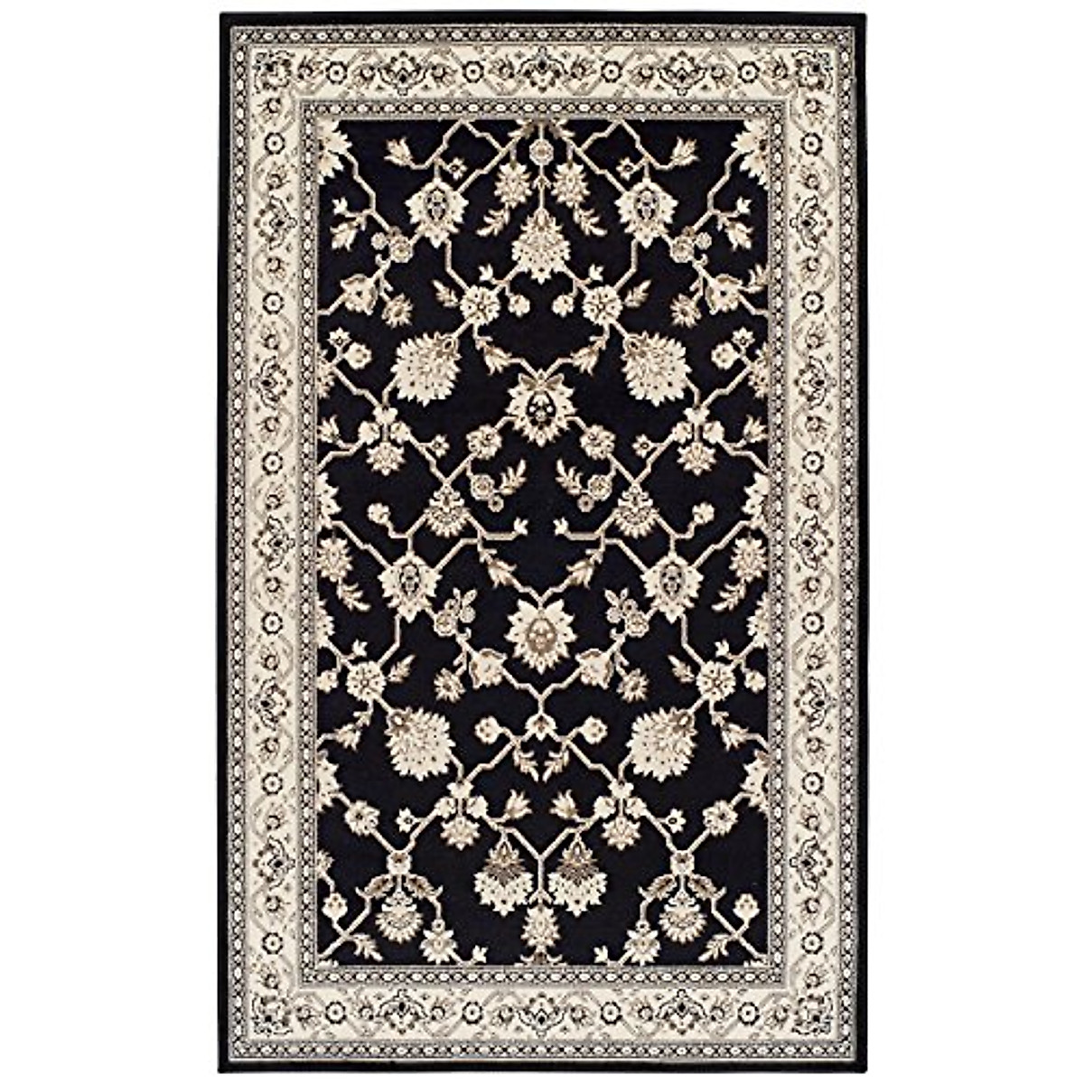 Superior Elegant Kingfield Collection Area Rug, 8mm Pile Height with Jute Backing, Classic Bordered Rug Design, Anti-Static, Water-Repellent Rugs - Black, 5' x 8' Rug