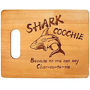 Shark Coochie Board, Charcuterie Board, Wooden Engraved Smooth Cutting Board Portable Easy to Clean Funny Meat and Cheese Board for Kitchen Camping Picnic (Shark 27x21)