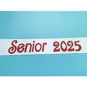 Conggluuo Senior 2025 Sash,Senior Sashes 2025 White Sash with Red Glitter Finally Graduated Cheerleader Graduation Sash for Graduation Party Supplies 2 Pack Senior Sashes White Red 2pcs