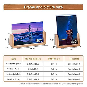 wavamawa 4x6 inch Picture Frames Set of 2-Wooden Photo Frame with Wood of Beech Base and HD Organic Glass Cover for Tabletop or Desktop Display-Horizontal&Vertical