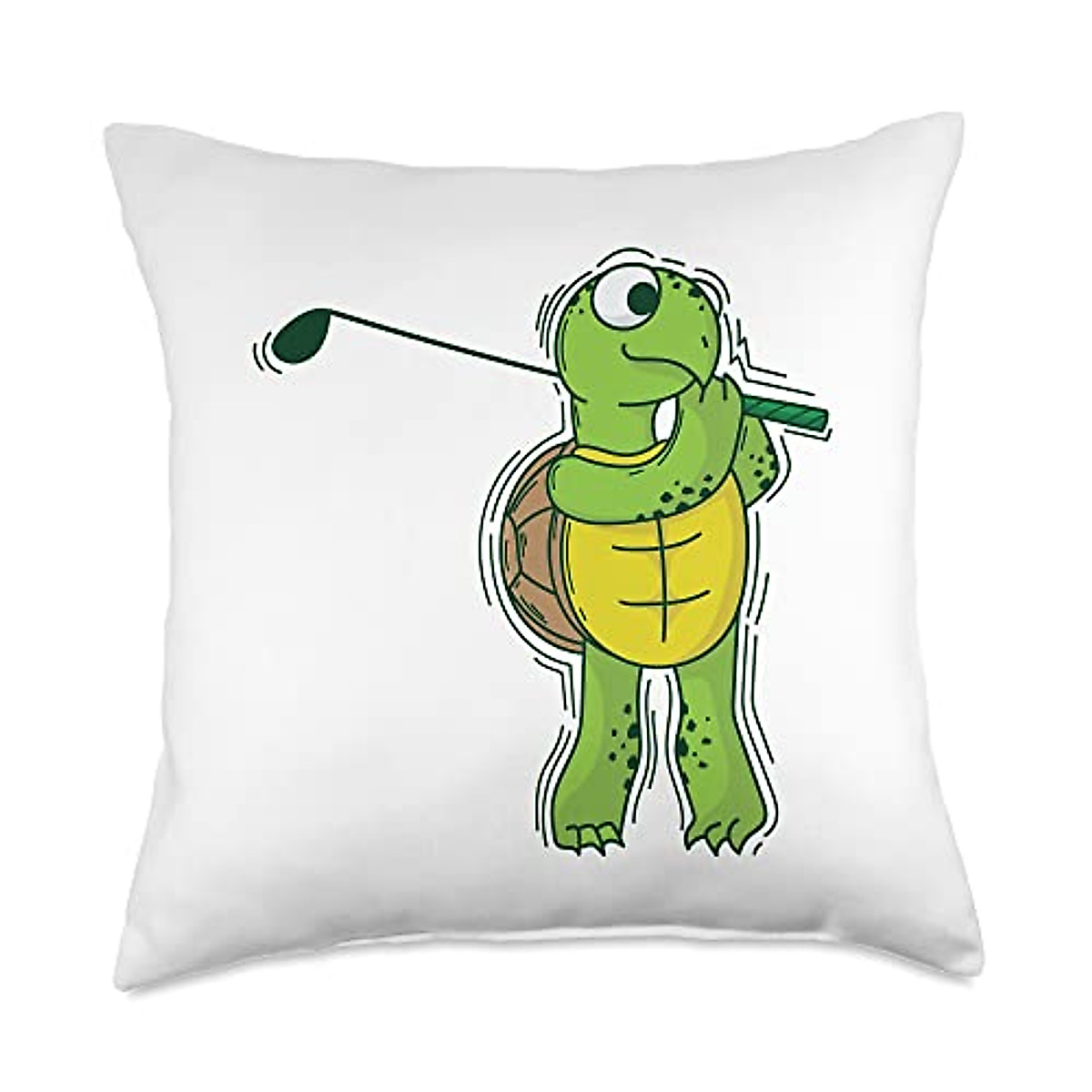 Turtle reptile dorsal carapace old sauropsida Turtle Plays Golf Throw Pillow, 18x18, Multicolor