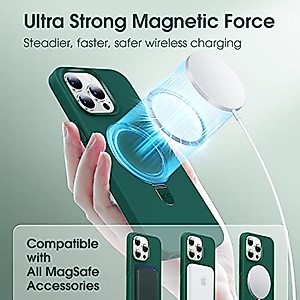 CASEKOO Magnetic for iPhone 14 Pro Max Case with Invisible Stand [Compatible with MagSafe] [Dust-Free Antistatic Silicone] Mil-Grade Protective Non-Slip Phone Cover Cases for Women Men 6.7 inch, Green