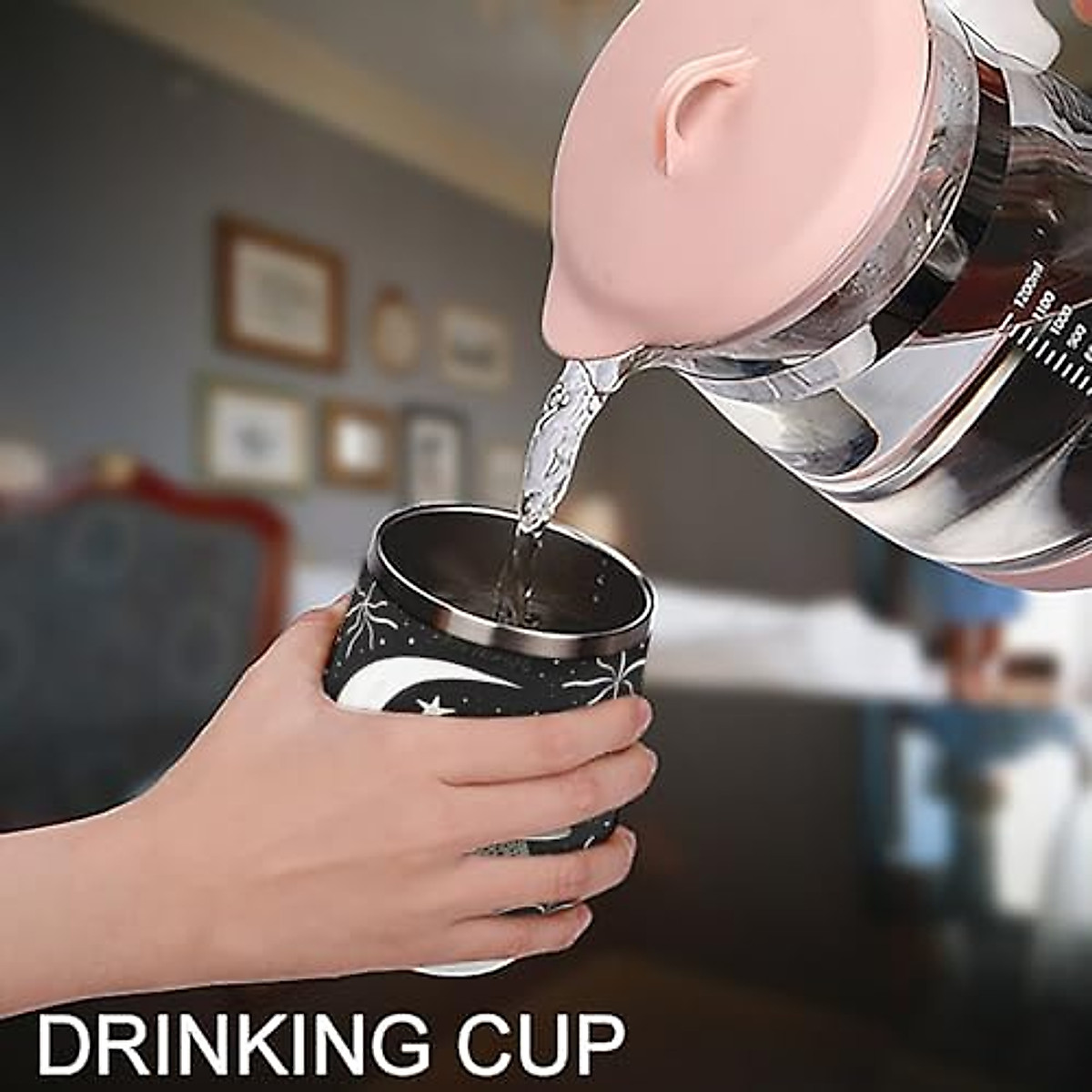 OPTKSNCU 304 Stainless Steel Insulated Cup with Lid, Moon Mushroom Print Durable, And Easy to Clean – Ideal for Home, Office, And Gift Giving