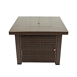 Pleasant Hearth OFG419T Rio Square Wicker Gas Fire Pit Table, 38" , white