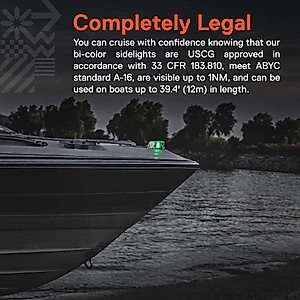 TRUE MODS Red Green LED Marine Navigation Bow Light [USCG ABYC A-16 2NM] [Waterproof] [Chrome & ABS] 2 Nautical Mile Visibility Bicolor Light for Pontoon Yacht Fishing Boat