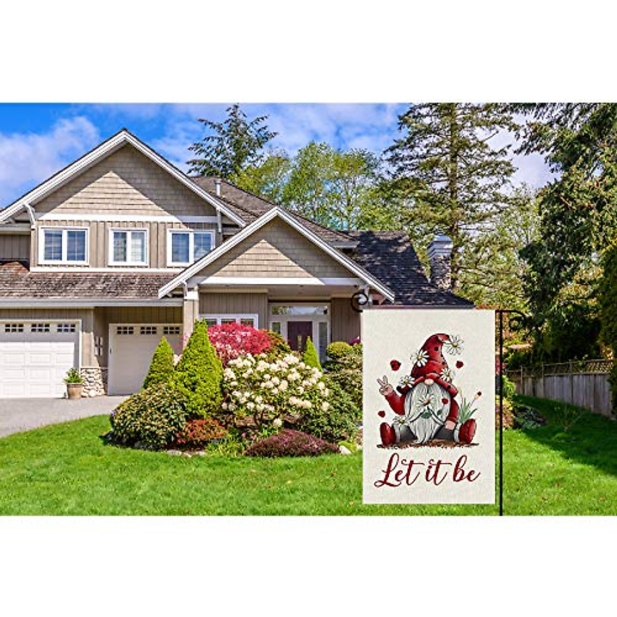 Balgardekor Let it be Garden Flag Vertical Double Sided Red Gnomes Farmhouse Burlap Spring Summer Yard Outdoor Decor Home Decor (12.5 x 18, Let it be)