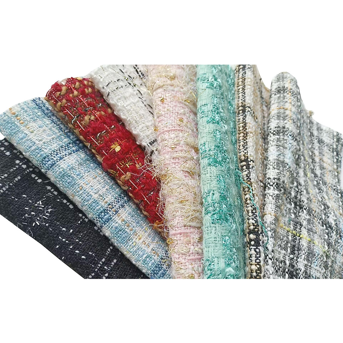 longshine-us 8pcs 8 inchx 7 inch Premium Tweed Fabric Craft Bundle Squares Patchwork Lint DIY Sewing Scrapbooking Quilting Artcraft