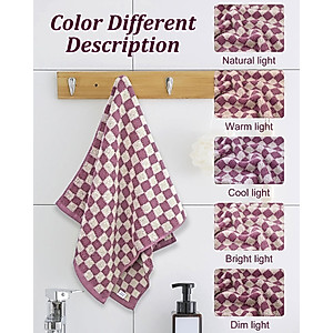 Jacquotha Pink Hand Towels for Bathroom - Cute Checkered Hand Towel Set of 4, Super Soft, Absorbent, Decorative, Great Gift for Girls Women