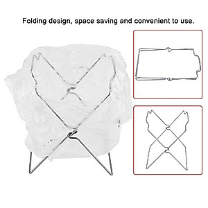 Nicoone Foldable Trash Bag Holder Trash Bin Stand, Folding Mini Plastic Bag Trash Bin Holder Garbage Bags Storage Rack, Space Saving Kitchen Organizer