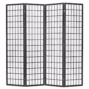 Room Divider 6Ft Folding Oriental Shoji Screen - Portable Privacy Divider with 4 Panels, Freestanding Japanese-Inspired Wood Partition Screen, White