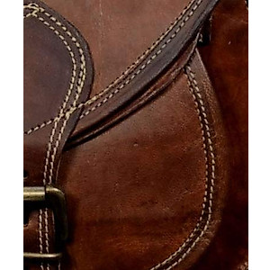 9 inch Women Leather Cross-body Shoulder Bag Satchel ladies Purse Genuine Multi Pocket Saddle Vintage Handmade Travel