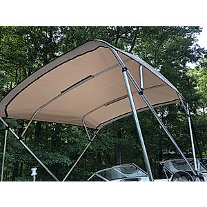 Replacement Bimini Top Canvas with Boot, Beige, 9' Long x 8.5' Wide, 16oz, by Cypress Rowe Outfitters, 4 Bow, fits 97-103" Wide