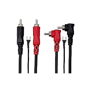 Hosa CRA-202DJ Dual RCA to Dual Right Angle RCA with Ground Wire Stereo Interconnect Cable, 2 Meters, Speaker