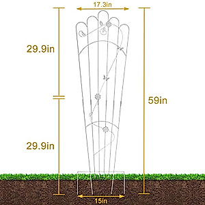 XYADX Metal Detachable Trapezoidal Garden Trellis for Climbing Plants, 60 Inches Sturdy Patio Plant Support for Indoor Plants Trellis for Rose, Vegetable Flower, Backyard Pack of 2 - White