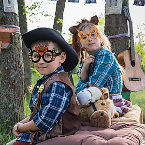 Jenaai 36 Pcs Western Party Decoration Favors Wild West Paper Glasses Cowboy Photo Booth Props Western Theme Eyeglasses Birthday Party Supplies