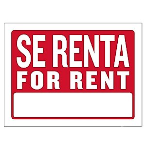 BAZIC Se Renta Sign 12"x16", For Rent Signage, Lease Rental House Home Apartment Car Auto Store Shops, Waterproof Indoor Signs, 1-Pack