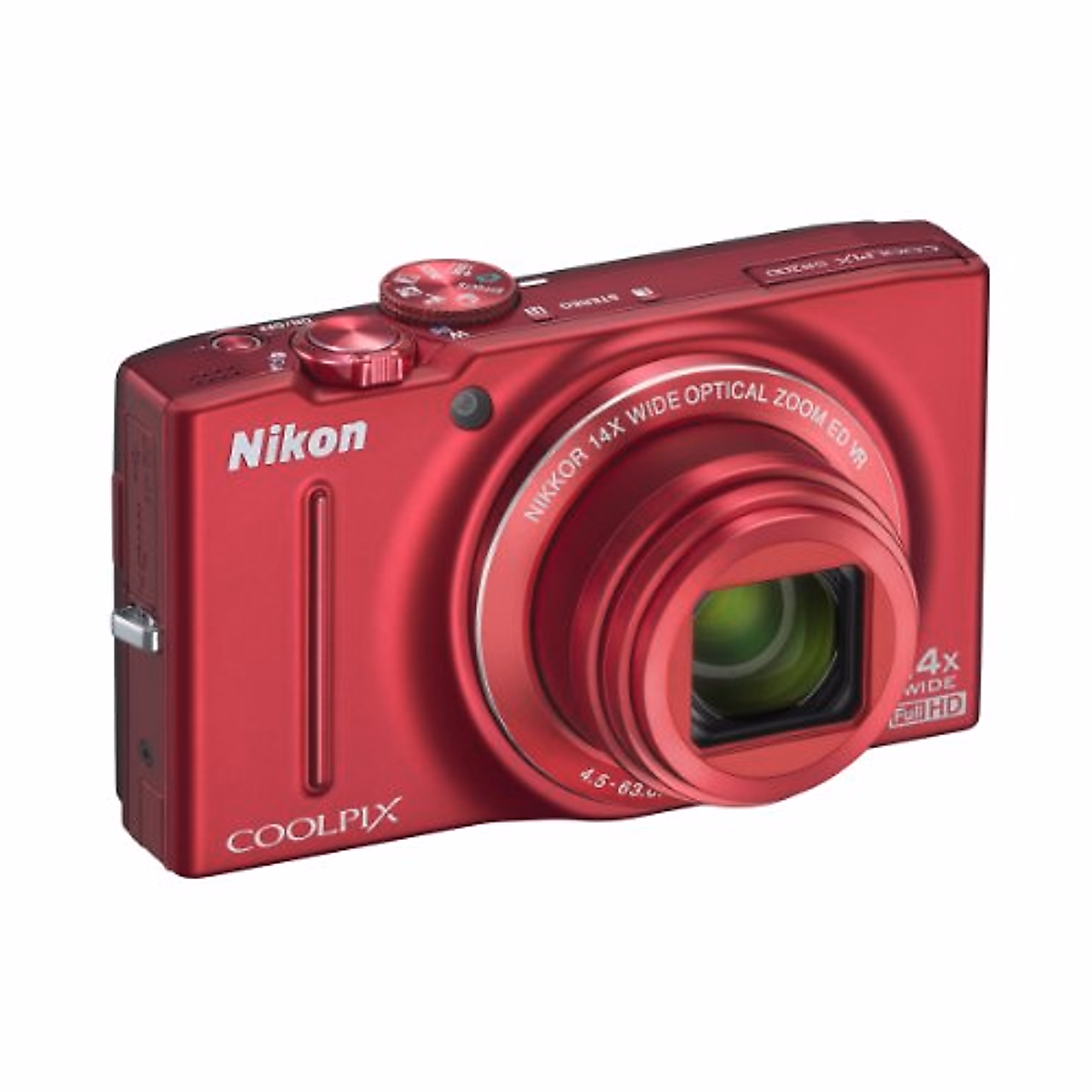 Nikon COOLPIX S8200 16.1 MP CMOS Digital Camera with 14x Optical Zoom NIKKOR ED Glass Lens and Full HD 1080p Video (Red)