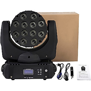 SHEHDS Moving Head Light Beam Wash LED 12x12W RGBW 4in1 DJ Lights Lighting Professional 9/16 Channels DMX512 Sound Activated Strobe Effect Stage Lights for Christmas Events Night Clubs Disco KTV Bar