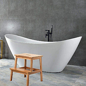 Lestar Solid Acacia Wood Stool Bedside End Tables Sub-stool Wooden Step Stool (2 Steps Stool)