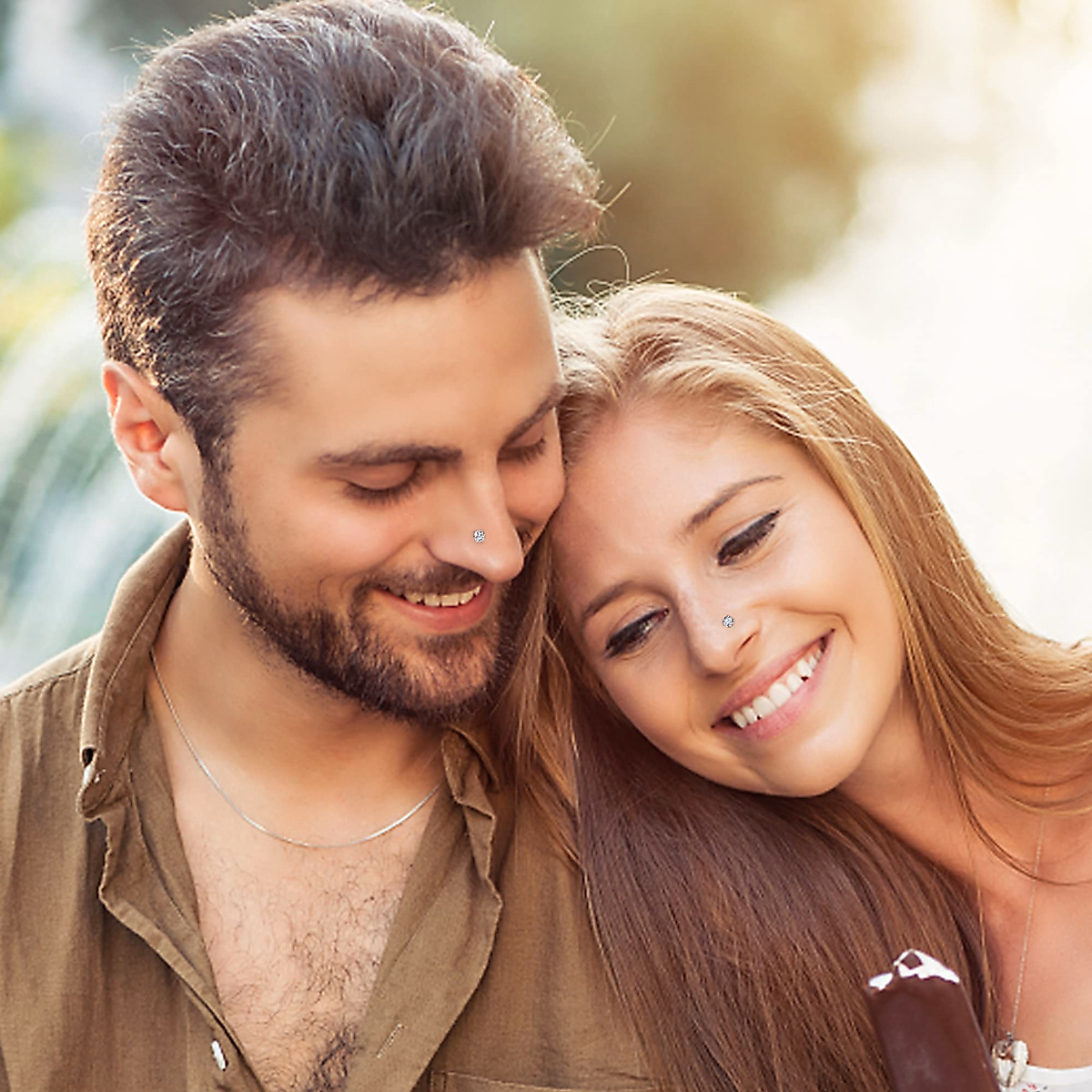 MILACOLATO 8Pcs 20G Sterling Silver Nose Rings Studs for Women Men Star Marquise Heart Square Round Shaped CZ Nose Stud L Shape Nose Ring Body Piercing Jewelry