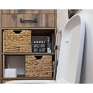 Pigort Funny Toliet Sign Decoration Box 5 Stars Would Here Again, Bathroom Sign Plaque 5"x6" Toilet Decor Rustic Wood Plaque - Funny Bathroom Signs