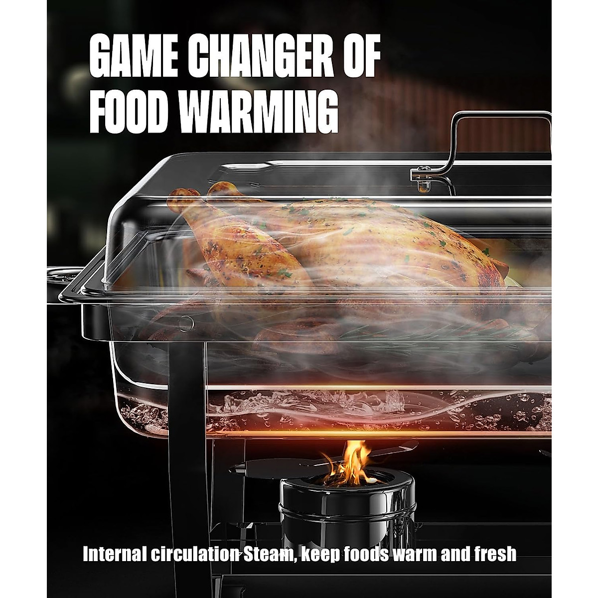 Chafing Dishes for Buffet 4 Pack, 9QT [No Fingers Cut] Roll Edge Designed Chafing Dish Buffet Set [Mirror-Like Polished Finish] Food Warmers for Parties, Birthday, Holiday Parties, Church Events, etc