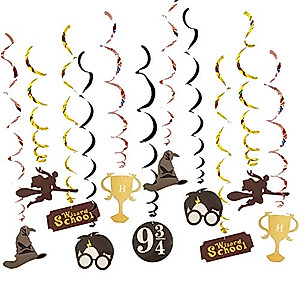 Magical Wizard Potter Party Swirl Decorations Magical Wizard School Whirl Streamers Hanging Swirl Ceiling Decorations Harry Themed Birthday Party Ceiling Streamers Party Supplies 30Count for Kids
