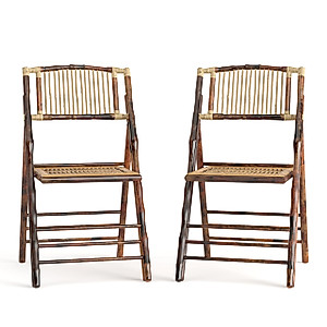 EMMA + OLIVER 2 Pack Commercial Event Party Rental Bamboo Folding Chair