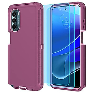 ONOLA Moto G Stylus 5G 2022 Case with HD Screen Protector, WineRed Pink TPU+PC Shock-Absorbent Cover [Not for 2021/4G]