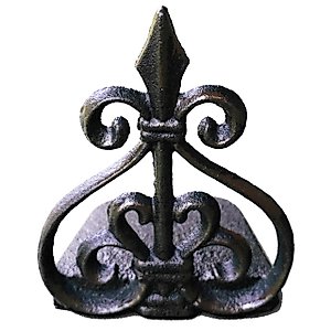 Lulu Decor, Cast Iron Fleur De Lis Door Stop, Door Stopper (LB15BK1)