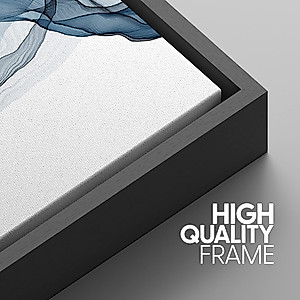 SIGNWIN Framed Canvas Print Wall Art Flowing Blue Smoke Abstract Shapes Digital Art Modern Art Minimalist Relax/Calm Cool for Living Room, Bedroom, Office - 16"x24"x3 Black