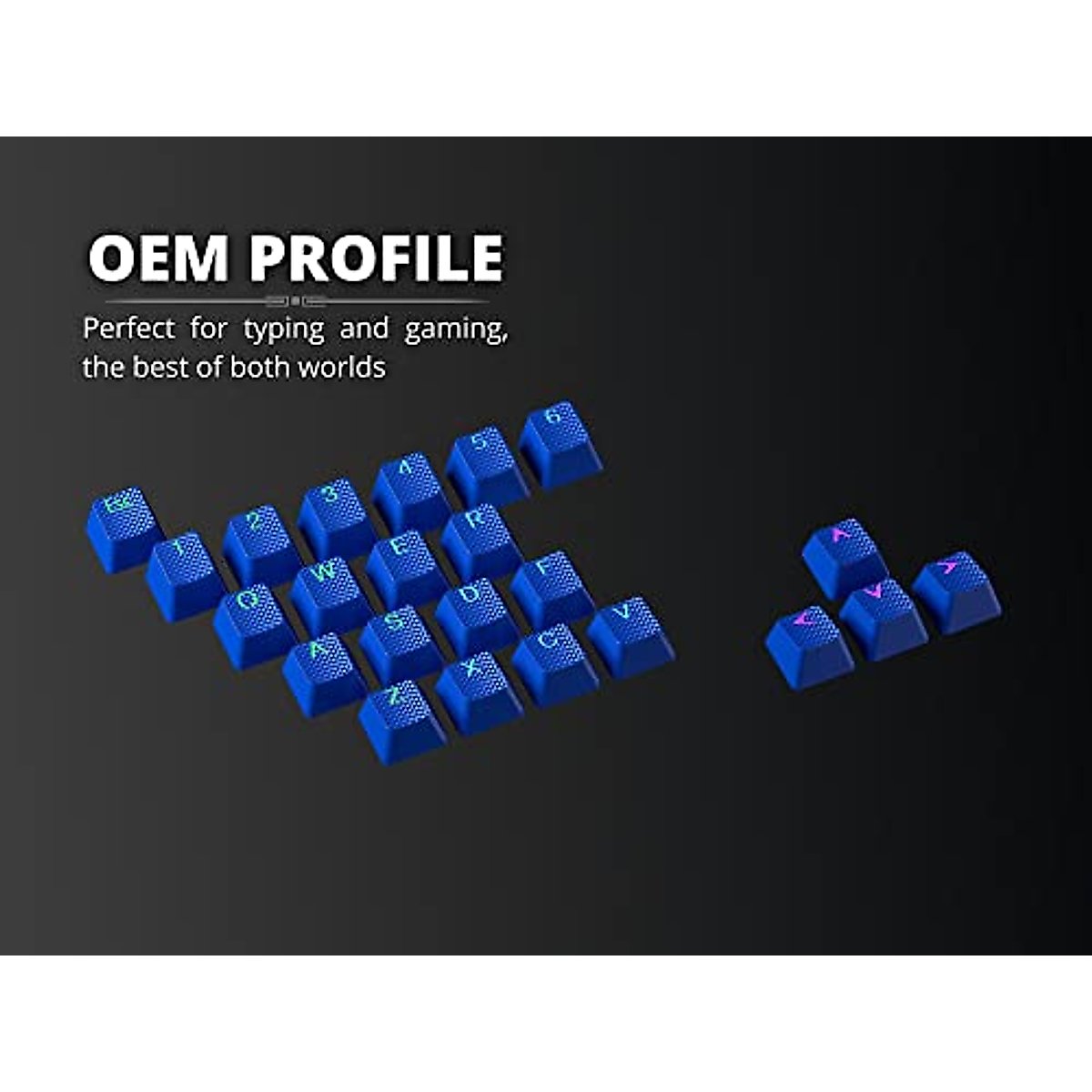 Ranked Rubber Keycap Set | Double Shot Translucent | OEM Profile for Mechanical Gaming Keyboard (Dark Blue, 23 Keys)