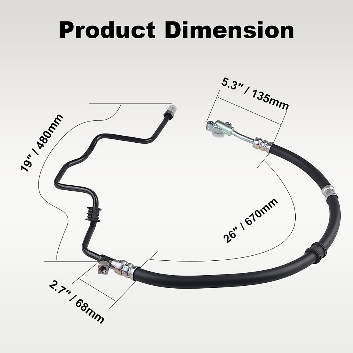 WMPHE Compatible with Power Steering Pressure Hose Assembly Honda Pilot V6 3.5L 2005 2006 2007 2008, Replace OEM 53713S9VA01, M14 x 1.5 Connector Screw