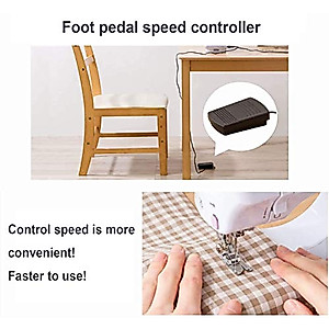 Dechow Sewing Machine for Beginners, Electric Mini Portable, 12 Built-in Stitches with Reverse Sewing, 2 Speeds Double Thread with Foot Pedal, 14 Pcs Floral Cotton Fabric, 12 Colors of Polyester Sewing Threads Set 200 Yards Each(Purple)