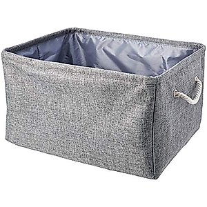 Amazon Basics Fabric Storage Basket Container with Handles and Drawstring, Large