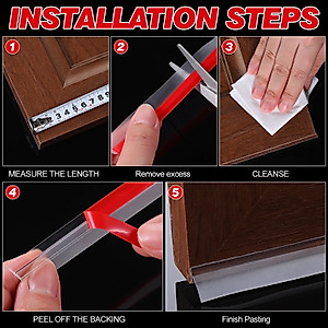 Newtay 2 PC Clear Vinyl T-Type Seal Strip with Pre-Applied Self Adhesive Backing Bathroom Threshold Water Strip Dam Shower Guard Shower Door Seal Strip for 1/2" Gap - 73" Long Frameless Shower Door