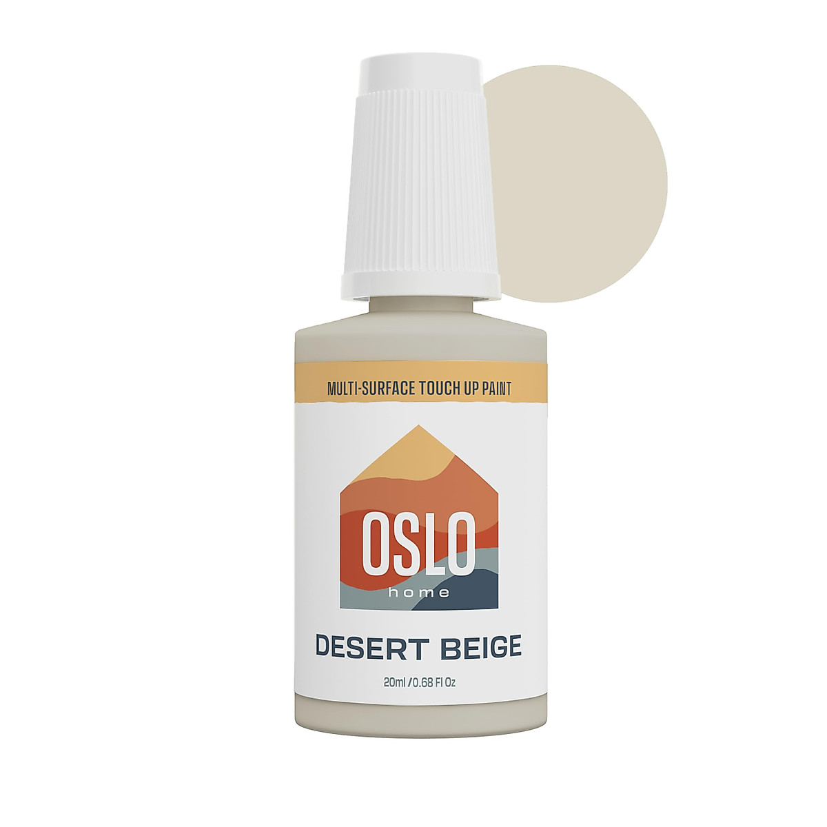 Oslo Home Porcelain + Appliance Touch Up Paint, Desert Beige, 20ml, High Gloss, w/Brush in Bottle, for Bathroom Fixtures, Metal