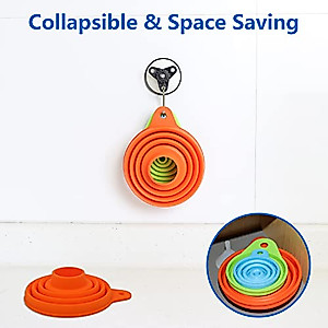 4 Different Sizes Kitchen Funnel, Funnels for Filling Bottles, Food Grade Silicone Collapsible Funnel, Premium Canning Funnel/Food Funnel, Large Funnel for Wide Mouth Jar, Medium/Small/Mini Funnel Set