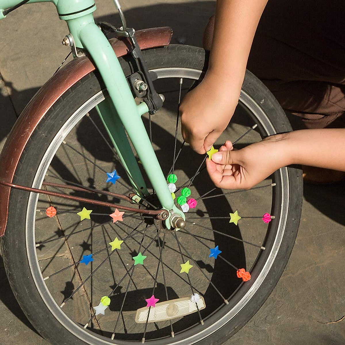 YuCool Bike Wheel spokes-180Pcs Colorful Star Bicycle Spokes,Bike Decorations Wheel Spokes Bead,Bike Accessoriess for Kids