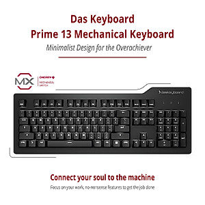 Das Keyboard Prime 13 Backlit Wired Mechanical Keyboard, Cherry MX Brown Mechanical Switches, Clean White LED Backlit Keys, USB Pass-Through, Aluminum Top Panel (104 Keys, Black)