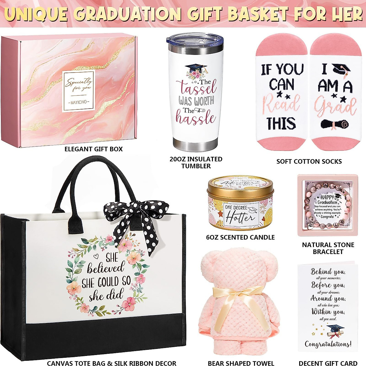 2025 Graduation Gifts for Her, Cool College Graduation Gifts Basket, Best Master Degree Grad Gifts Box, Class of 2025 Congratulations Gift for Graduates Women Friends Sister Daughter Teacher Nurse