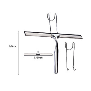 Aliglow All Purpose Stainless Steel Squeegee for Glass Shower Doors, Car Window, Home Mirrors, Bathroom Shower Cleaner Wiper 10 inches