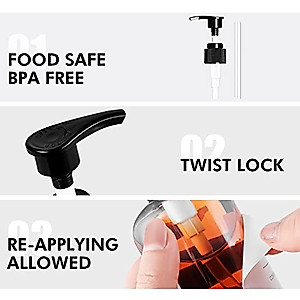 Mustry Coffee Syrup Dispensers for Coffee Bar Accessories with 84 Minimalist Syrup Labels, BPA Free Food Safe PET Coffee Syrup Bottles with Pump Plastic Syrup Containers, 300 ml Set of 4