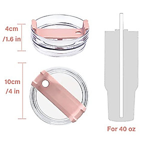 40 OZ Tumbler Lid Compatible for Stanley, Spill Proof Splash Resistant Tumbler Covers Fit for Stanley and More Coffee Mugs 2 pack (40 OZ, Pink)