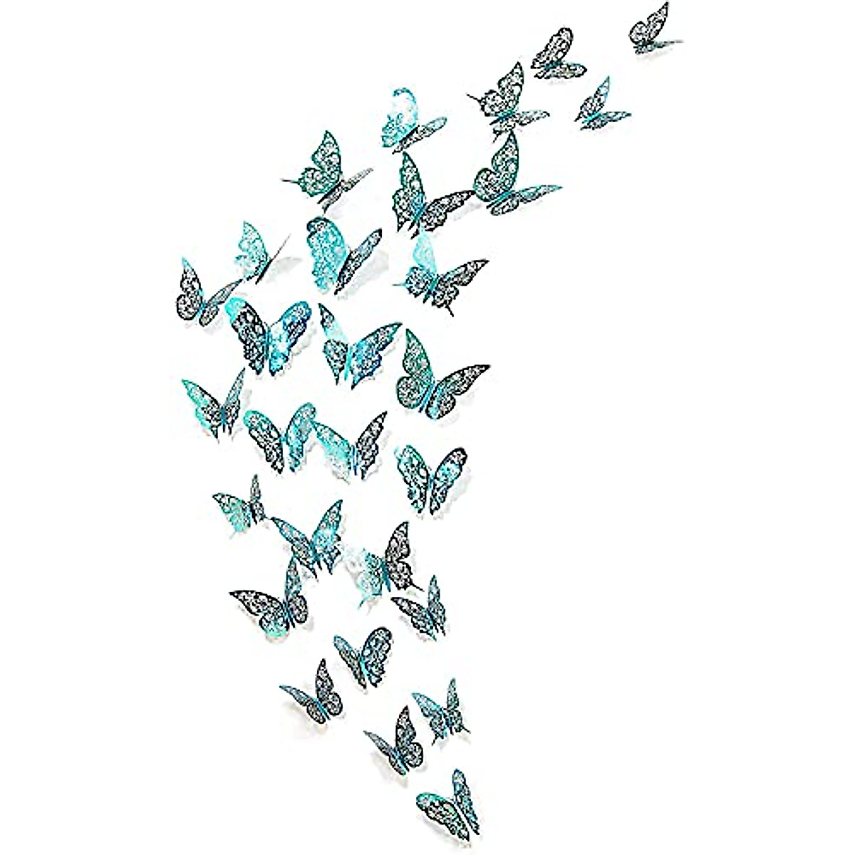 3D Teal Blue Butterfly Wall Decal Emerald Removable Mural Sticker for Living Room Girls Bedroom Home Wedding Engagement Baby Shower Birthday Party Decor Nursery Butterflies Decoration (Teal Blue B)