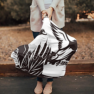 Car Seat Canopy Nursy Cover, Flying Duck Black and White Art Multi Use Breastfeeding Scarf for Infant Carseat Canopy, Stroller, Shopping Cart, Highchair